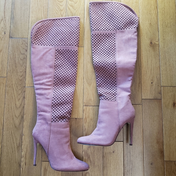 Shoes | Woman Over The Knee Pink Blush Boots Sz 9 | Poshmark